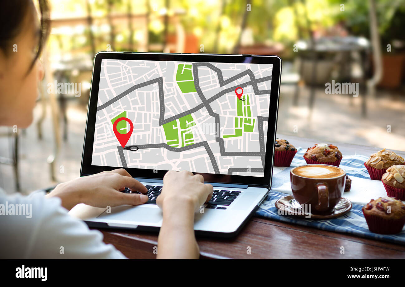 GPS Map to Route Destination Location,Street Map with GPS Icons ...