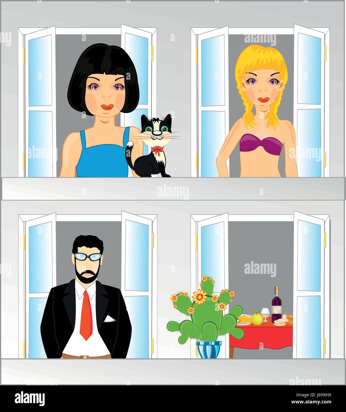 Plant pot on balcony Stock Vector Images - Alamy