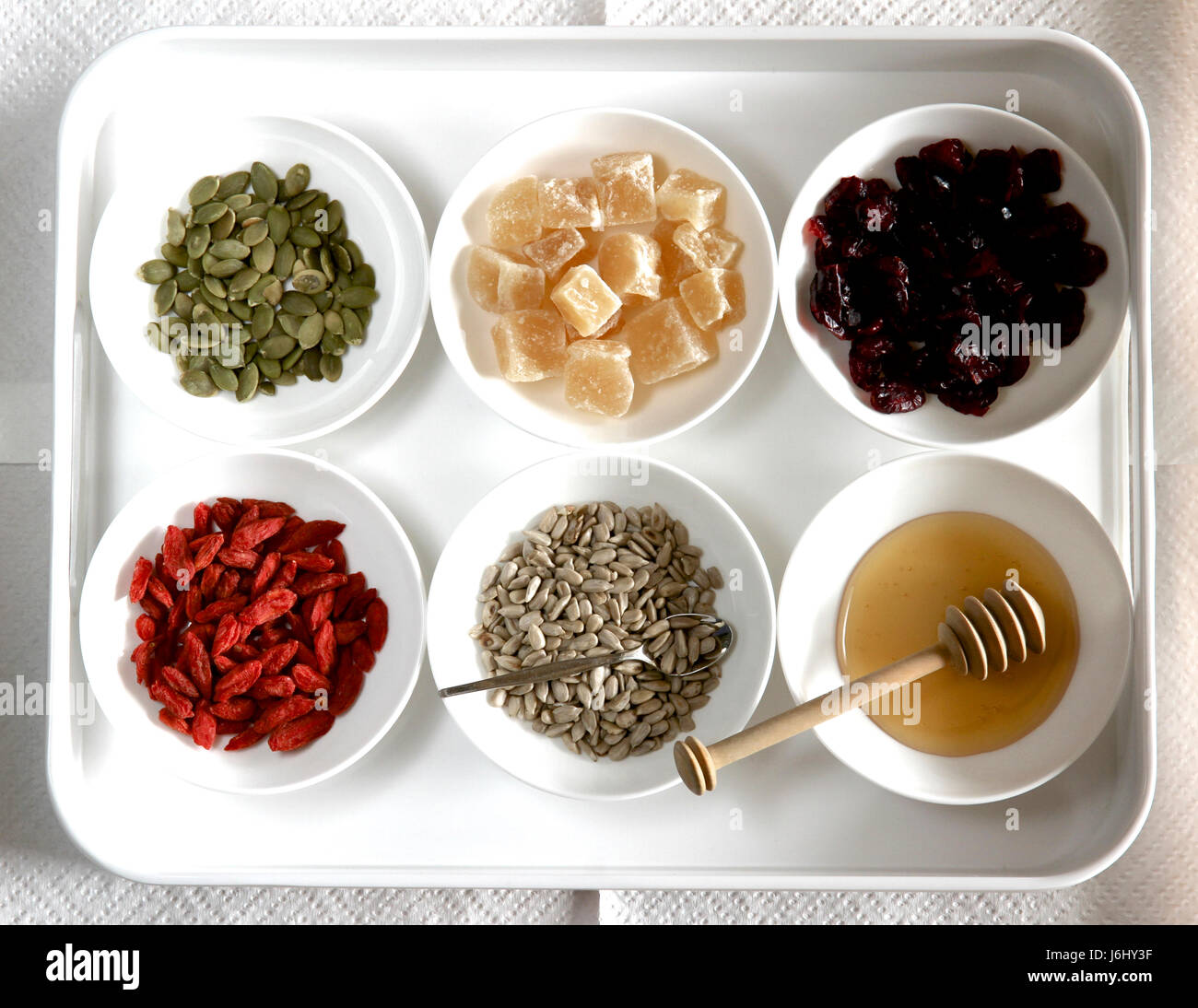A tray of sample healthy foods in dishes Stock Photo - Alamy