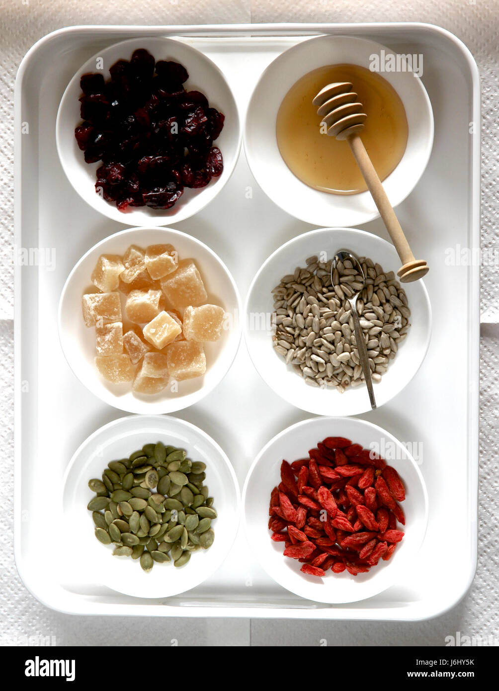 A tray of sample healthy foods in dishes Stock Photo - Alamy
