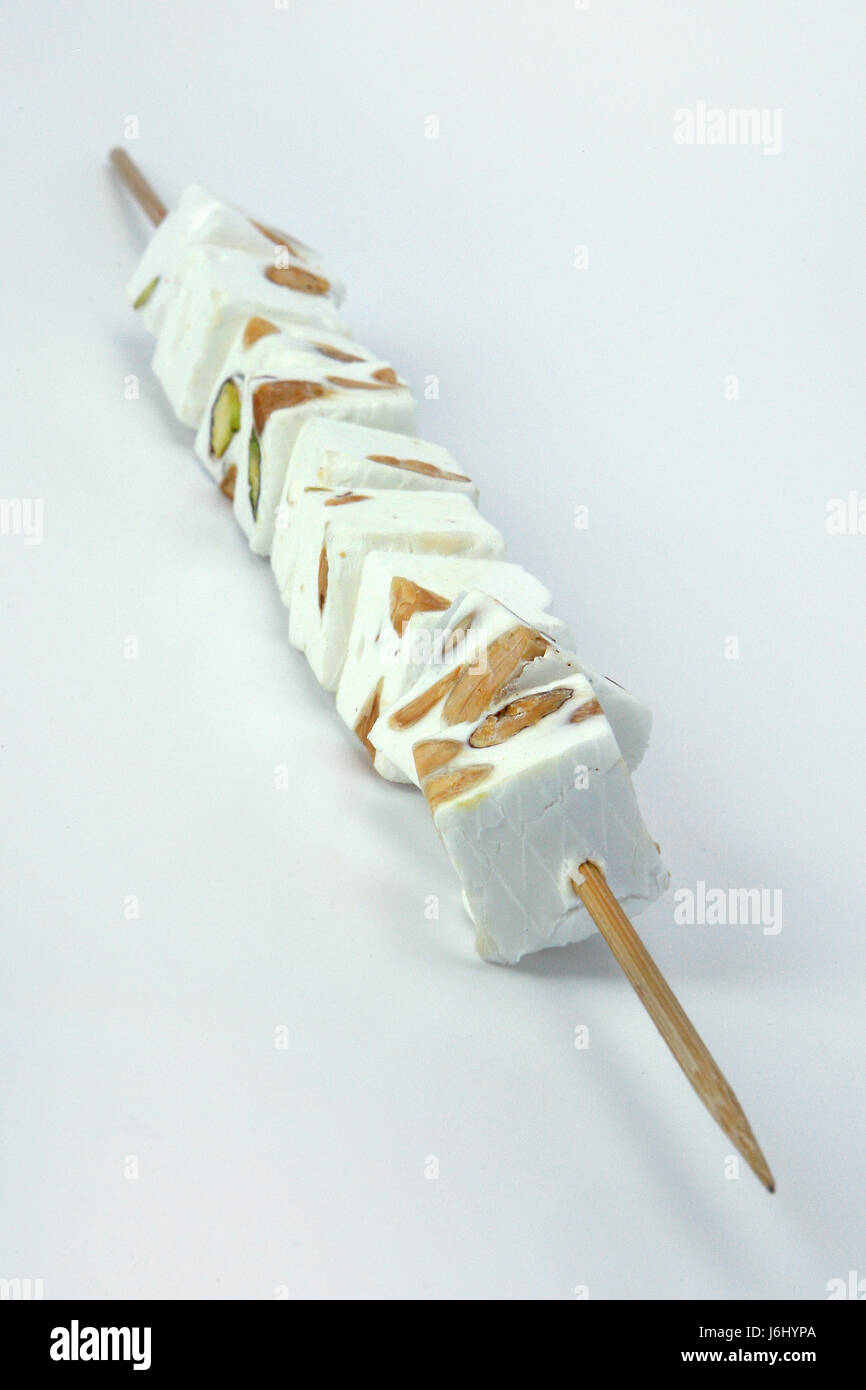 gourmet,candy,brochette nougats white,white background Stock Photo - Alamy