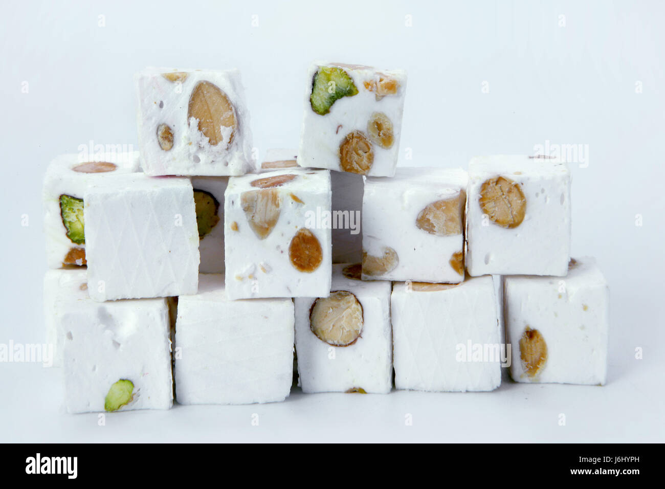 sugar,gourmet,candy,nougats white,white background Stock Photo - Alamy