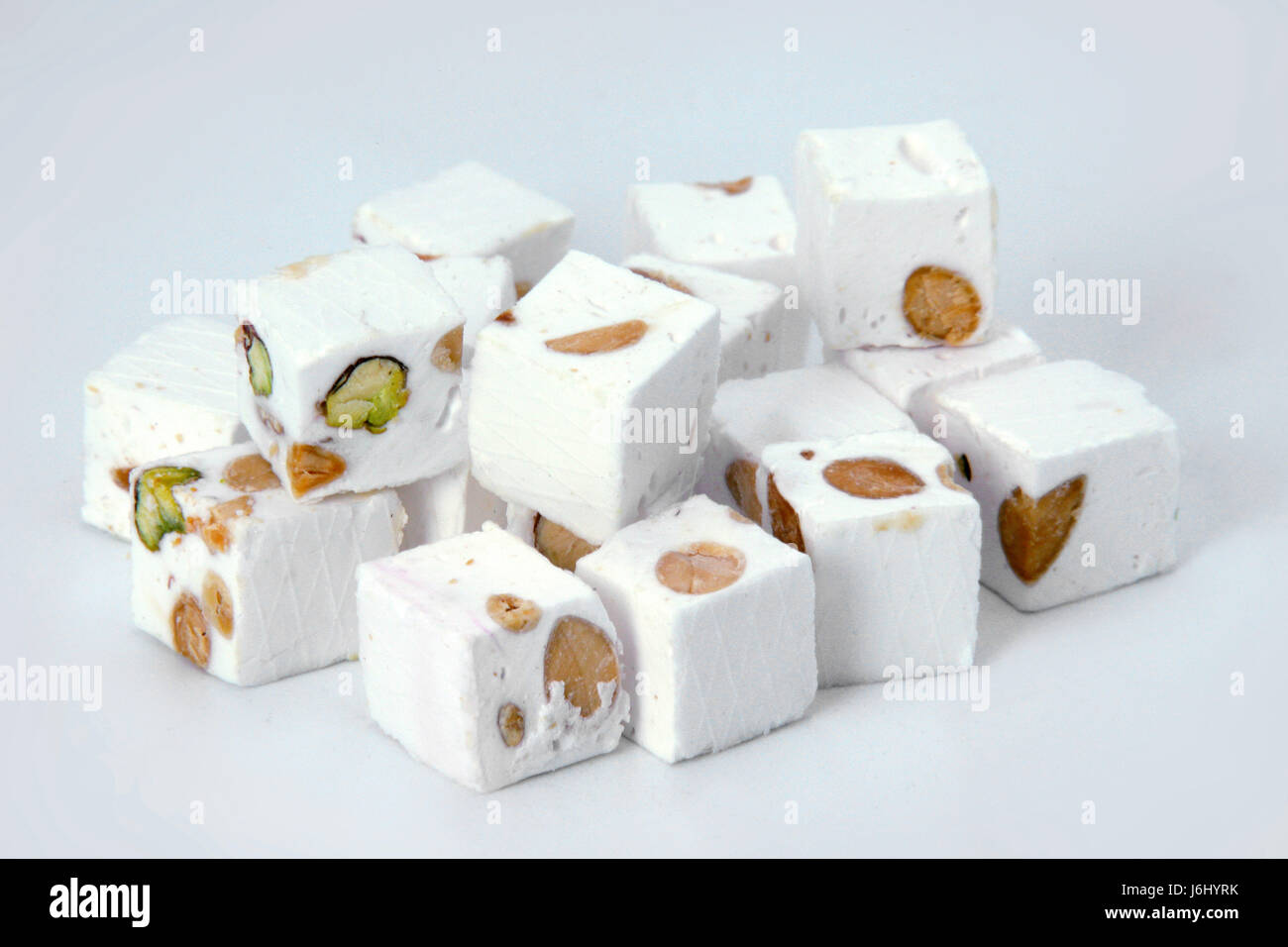 sugar,gourmet,candy,nougats white,white background Stock Photo - Alamy