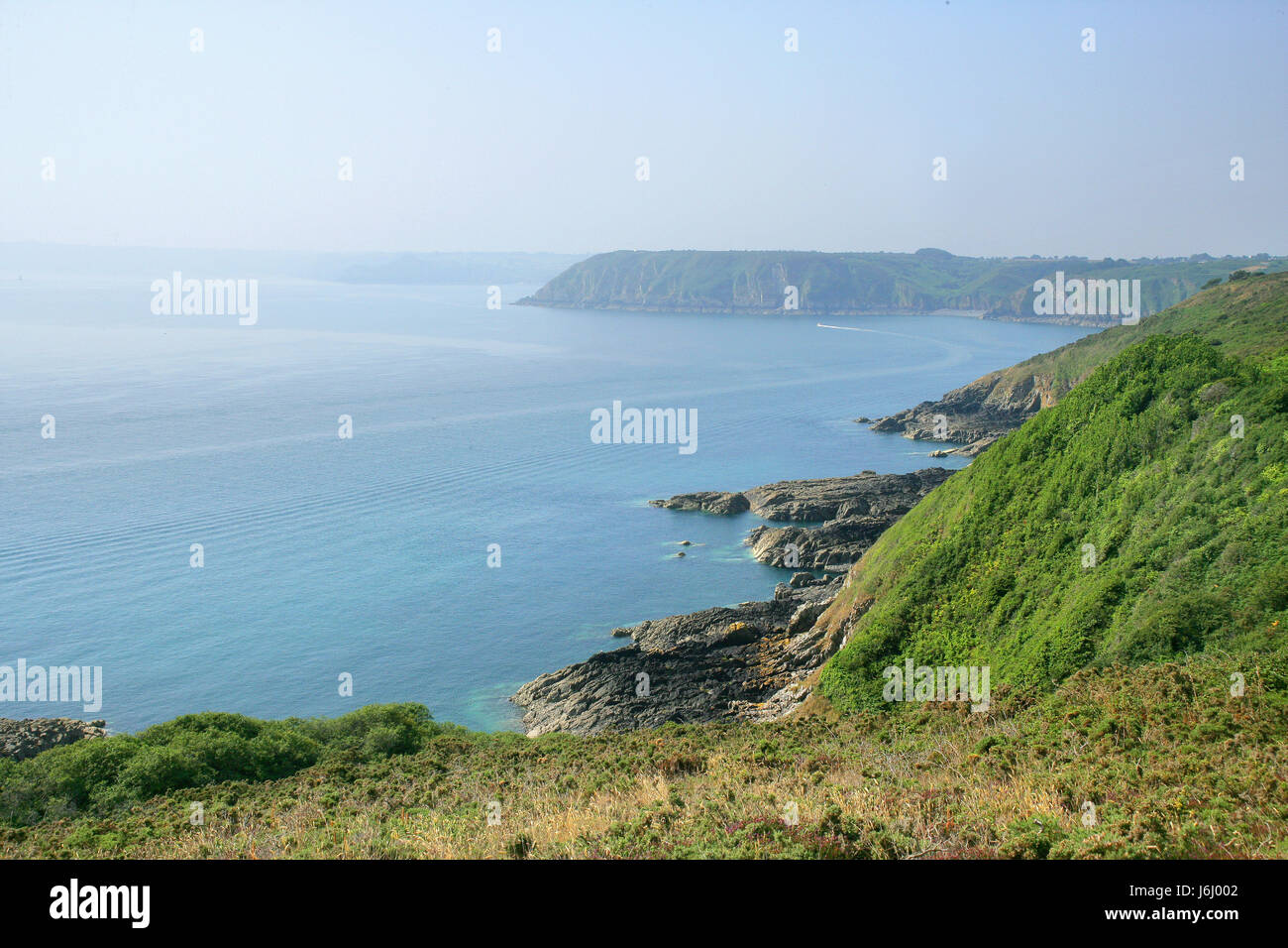 rock overview brittany vegetation cliff landscape scenery countryside ...