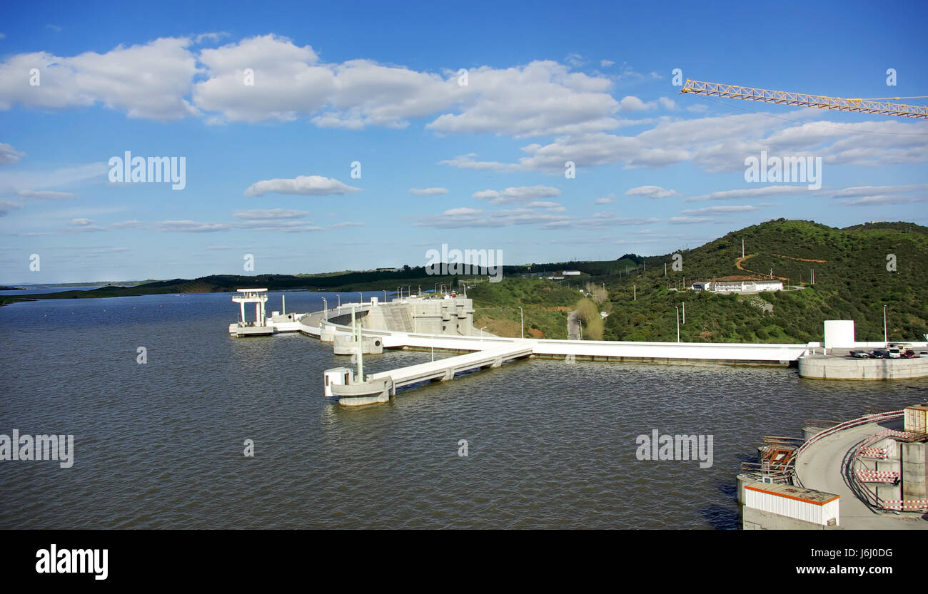 dam embankment reservoir alone lonely river water blue park industry ...