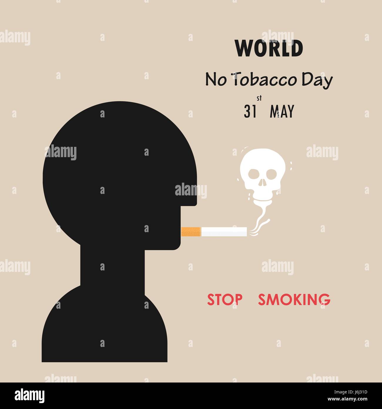 Human head and Quit Tobacco sign.May 31st World no tobacco day.No ...
