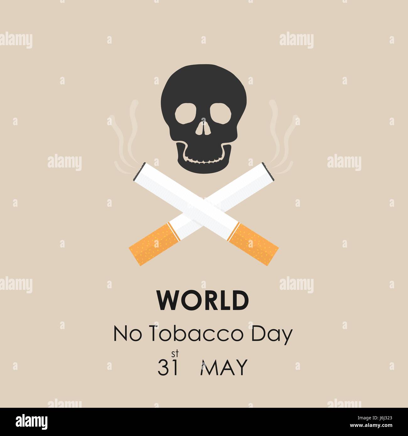 Human skull and Quit Tobacco sign.May 31st World no tobacco day.No ...