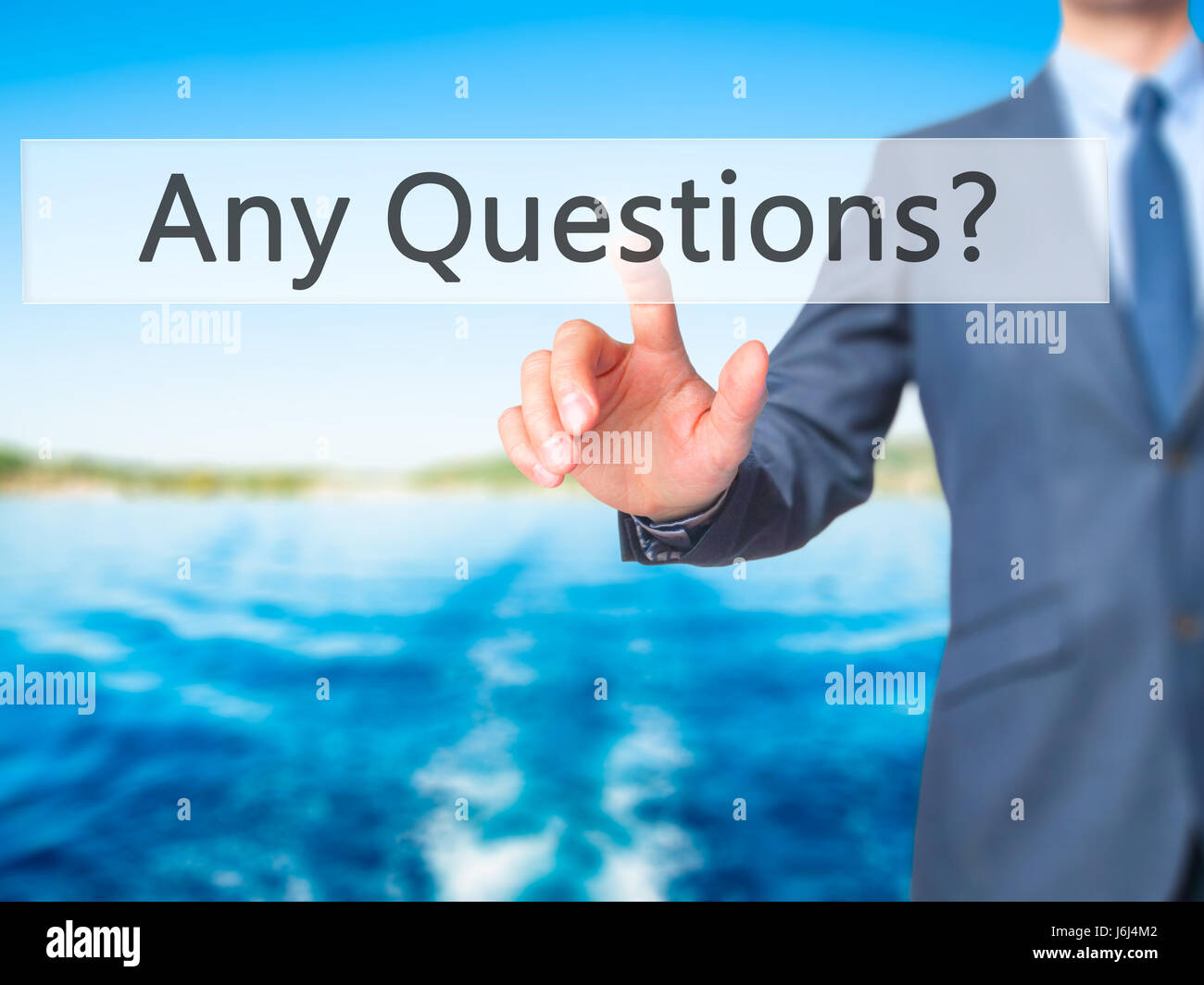 Any Questions - Businessman press on digital screen. Business, internet ...