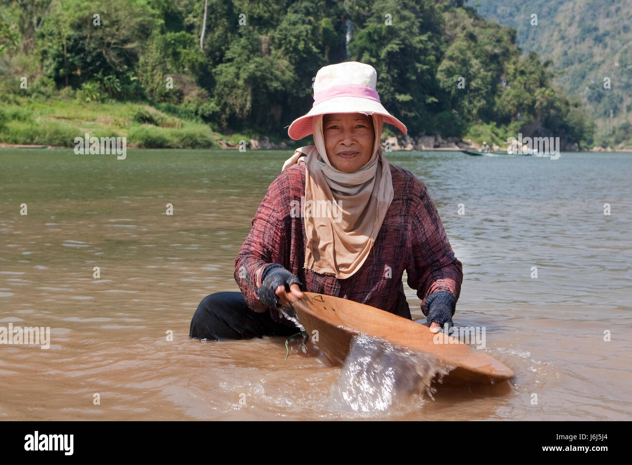 gold washer gold river water woman waters stone asia portrait rock wash ...