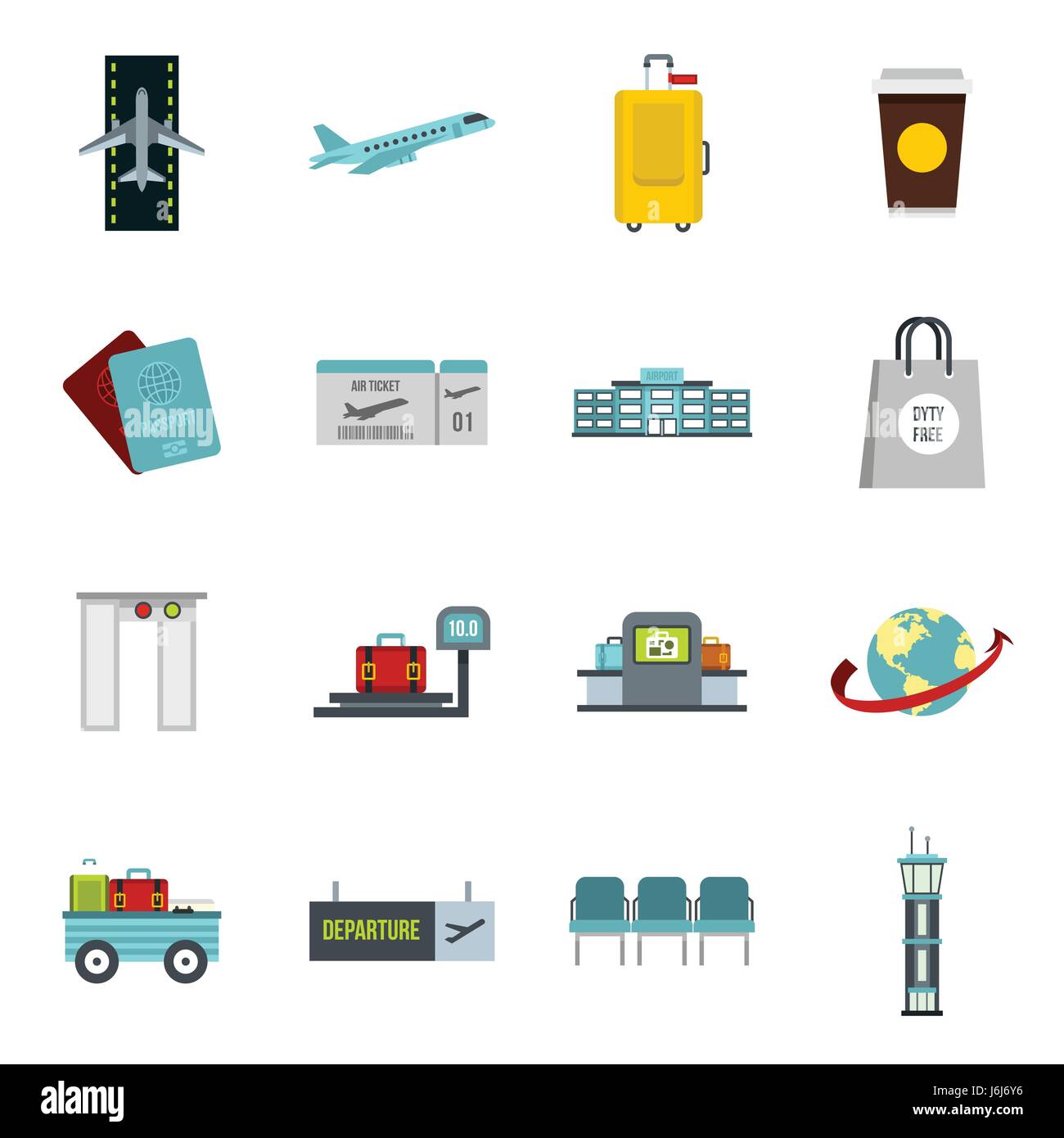Airport icons set in flat style Stock Vector Image & Art - Alamy