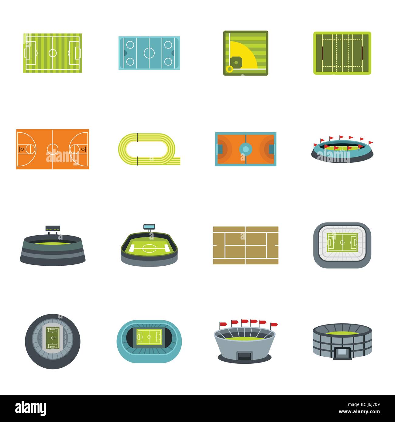 Sport stadium icons set, flat style Stock Vector Image & Art - Alamy