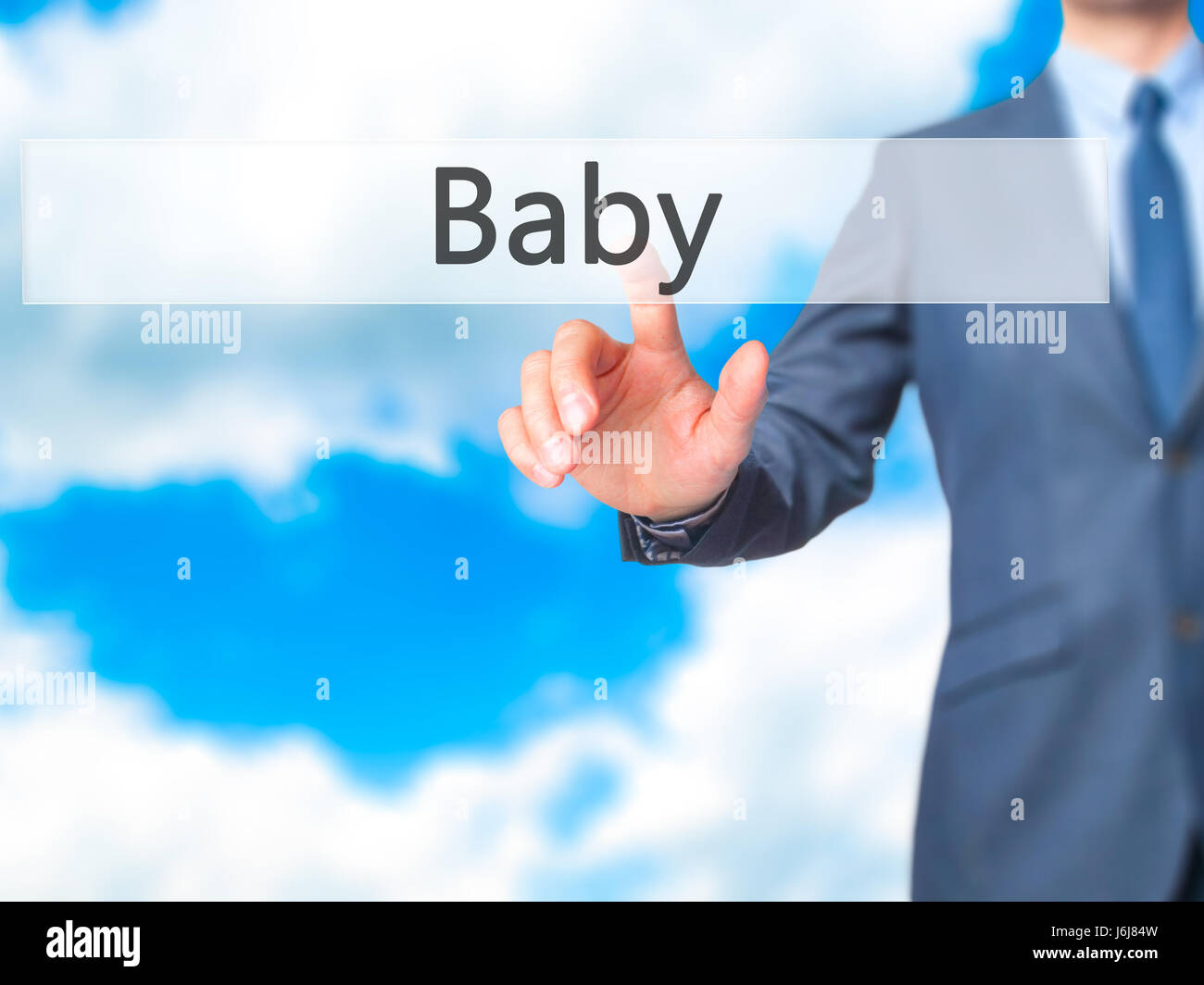 Baby - Businessman hand pressing button on touch screen interface ...