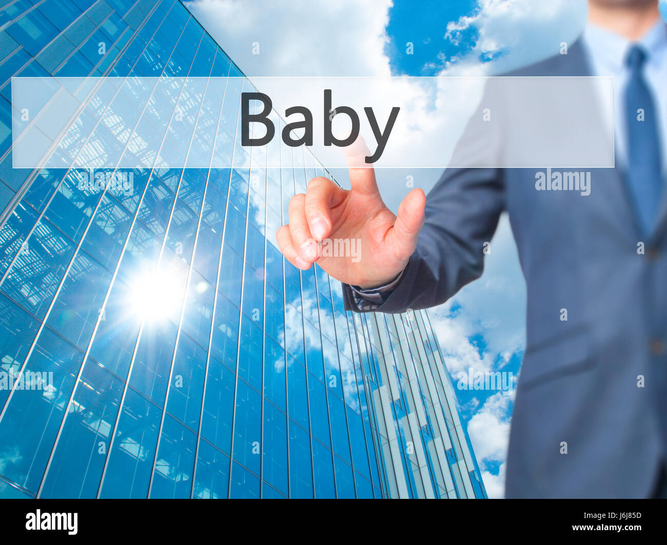 Baby - Businessman hand pressing button on touch screen interface ...