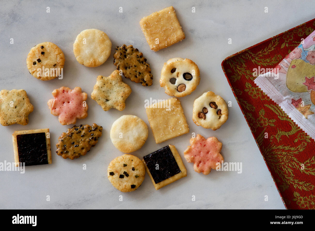 Assorted Japanese crisp savoury biscuits as background Stock Photo - Alamy