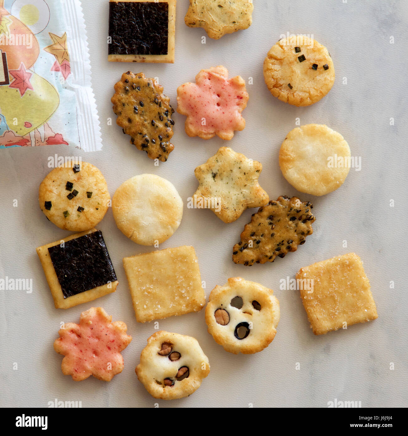 Assorted Japanese crisp savoury biscuits as background Stock Photo - Alamy