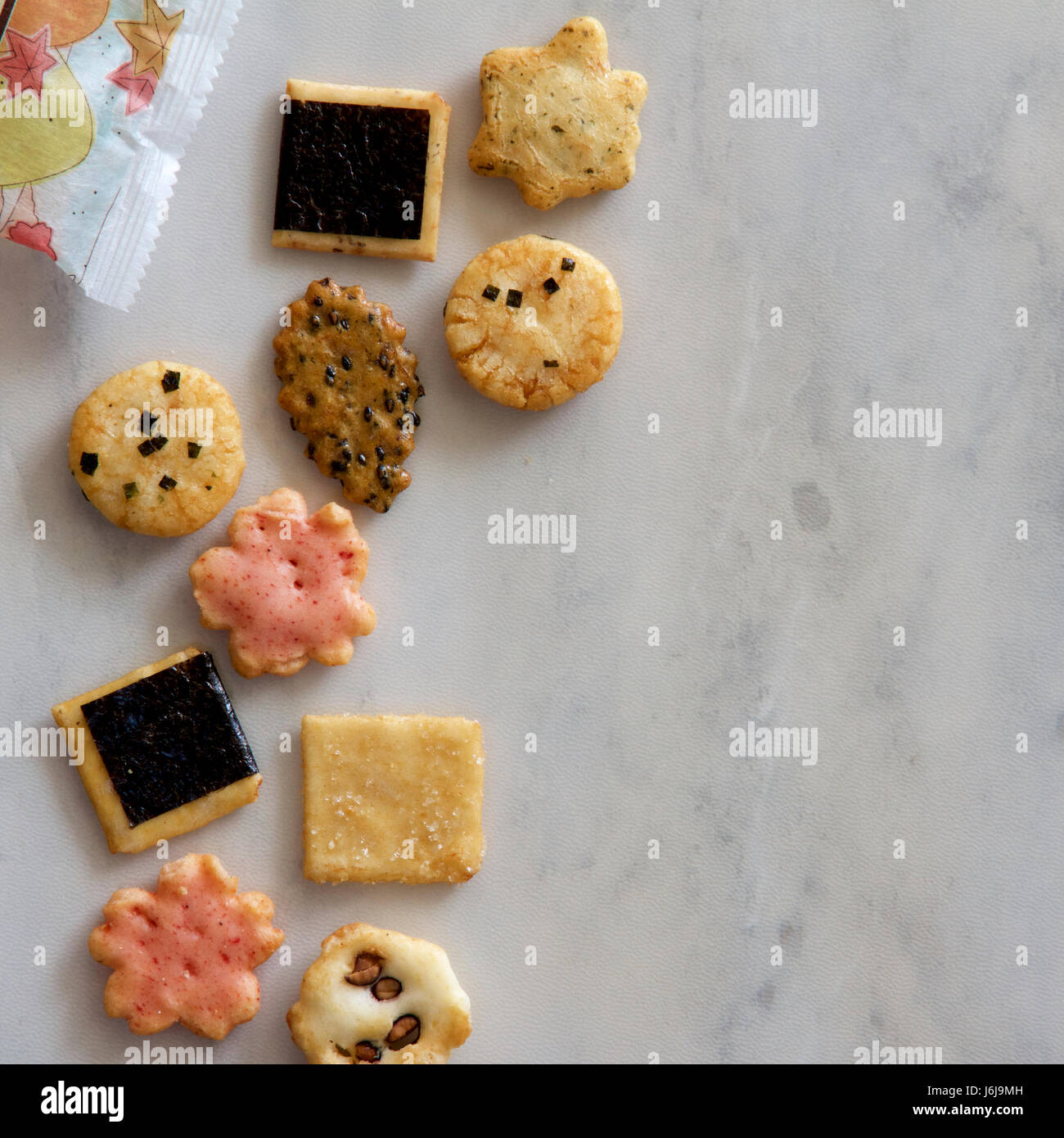 Assorted Japanese crisp savoury biscuits as background Stock Photo - Alamy