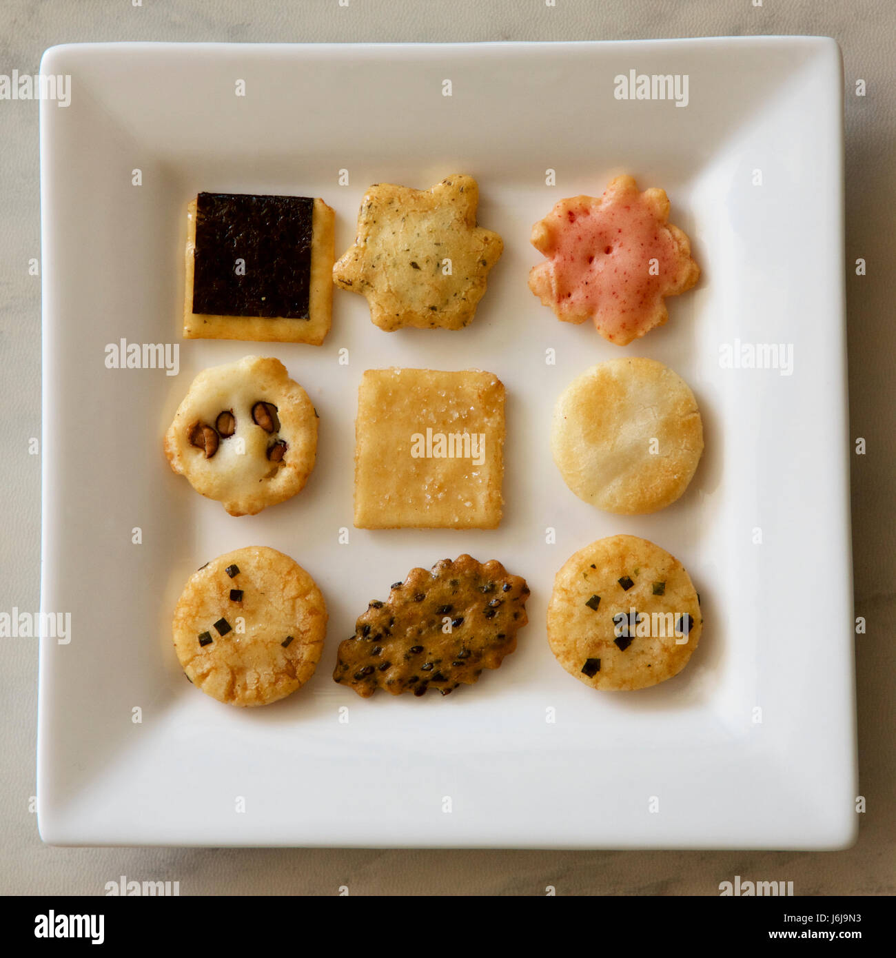 Assorted Japanese crisp savoury biscuits as background Stock Photo - Alamy