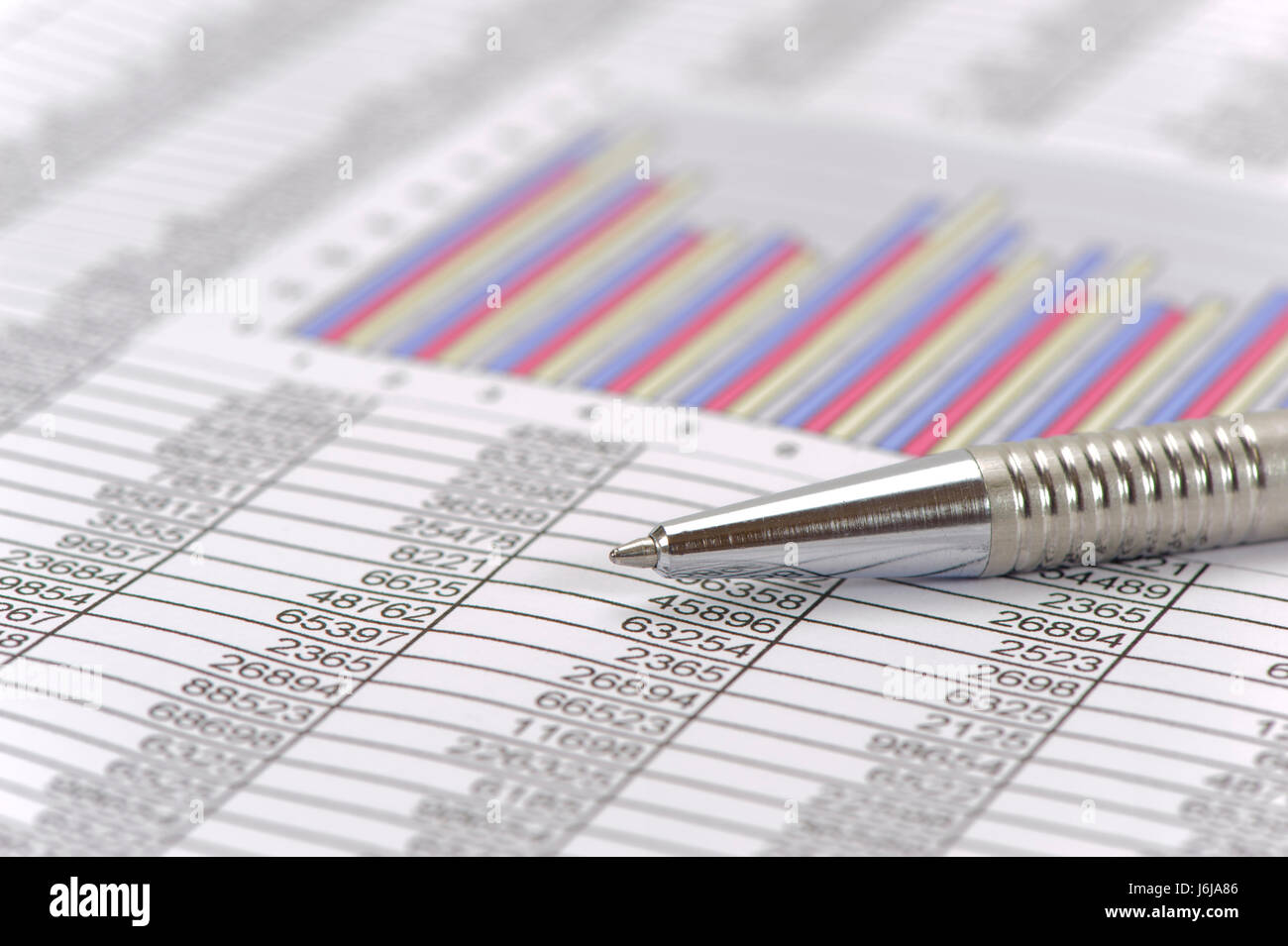 financial chart with bars and table sheet Stock Photo - Alamy