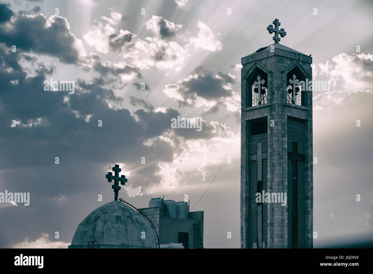 in amman jordan the chatolic church in the light of cloudy sunset Stock ...