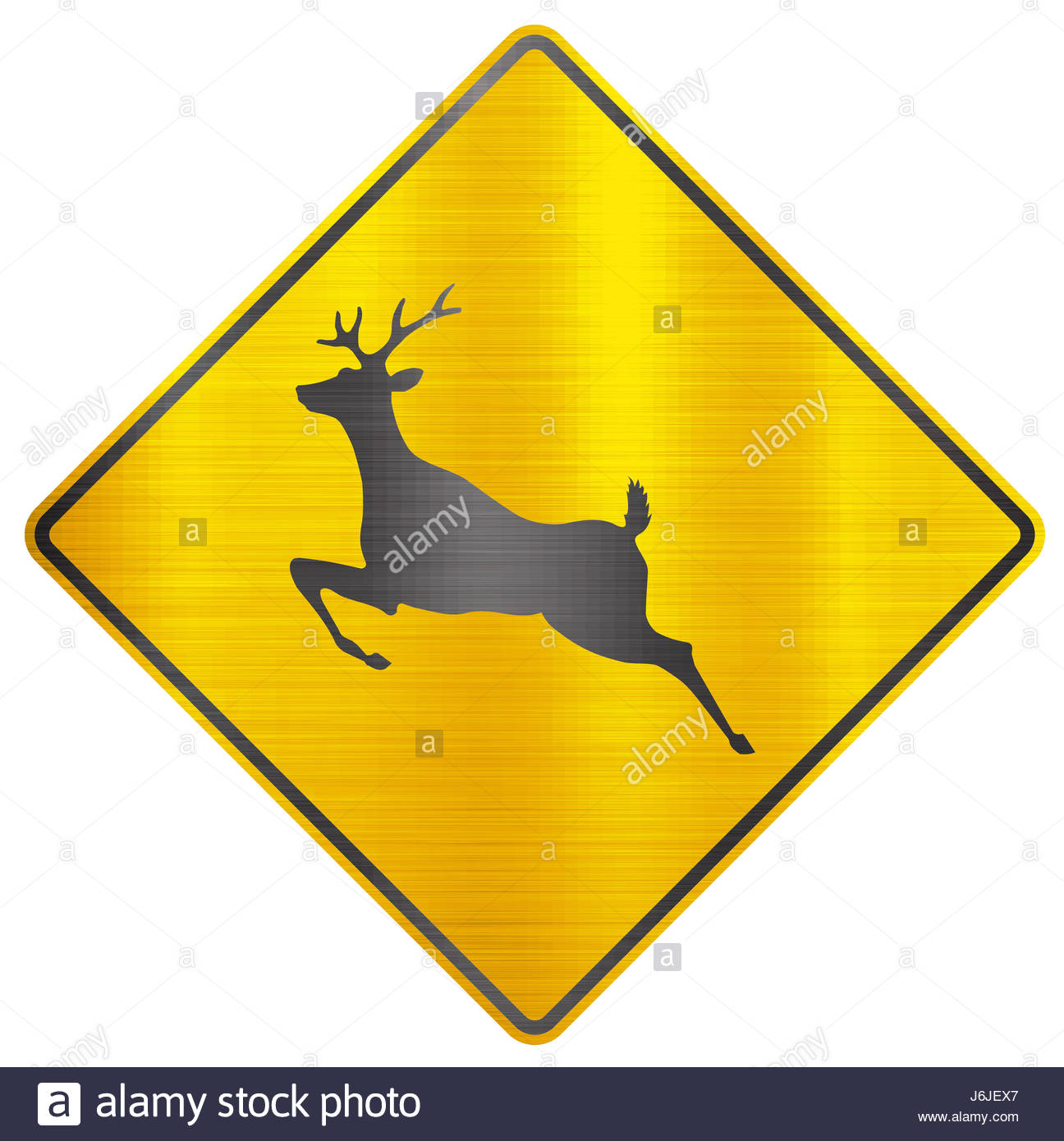 Yellow Road Sign Warning Deer Stock Photos & Yellow Road Sign Warning ...