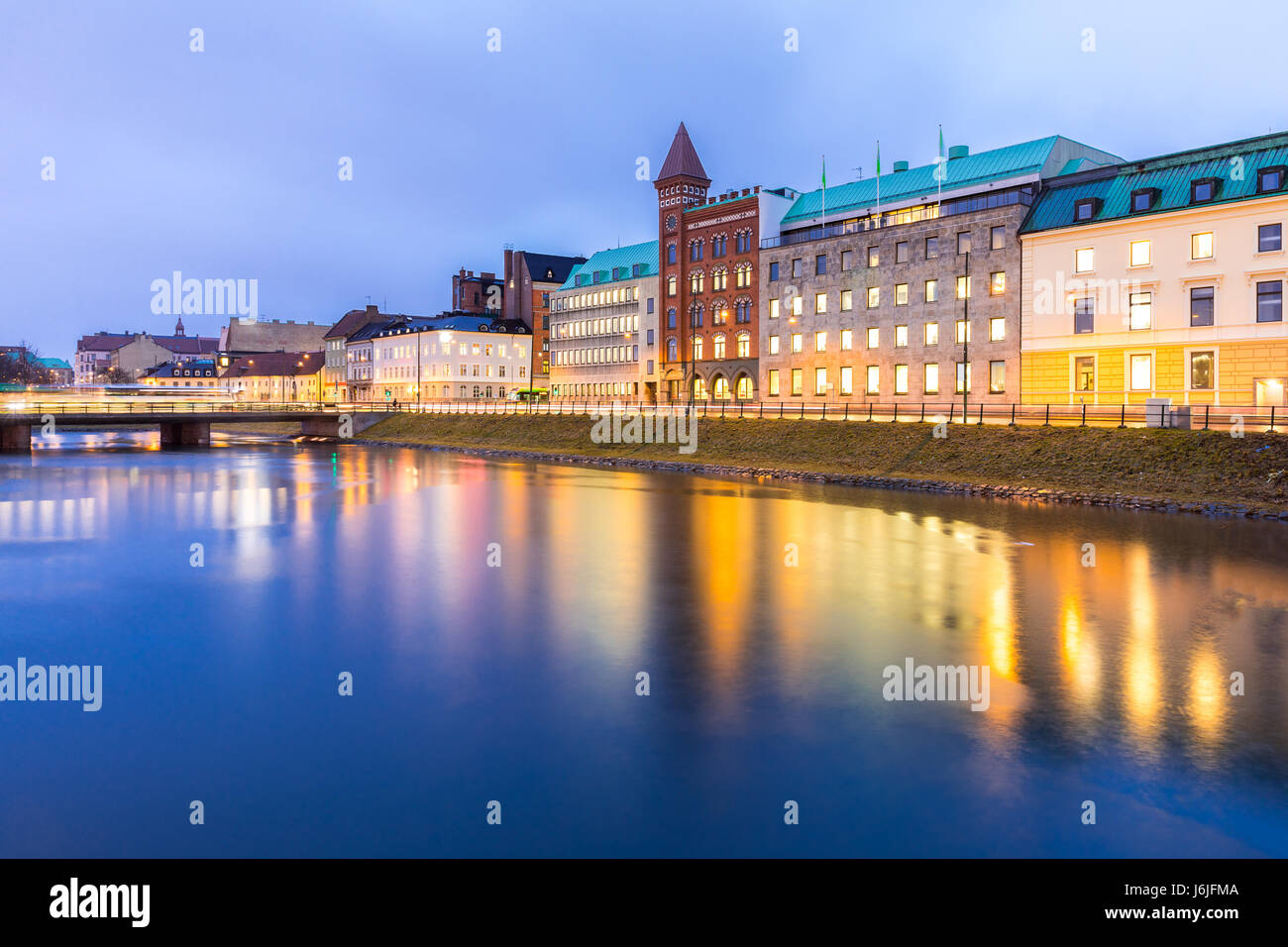 Malmo Cityscape downtown at night twilight in Sweden Stock Photo - Alamy