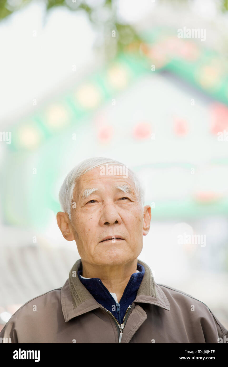 male masculine portrait sad person retirement mourning sorrow outside ...