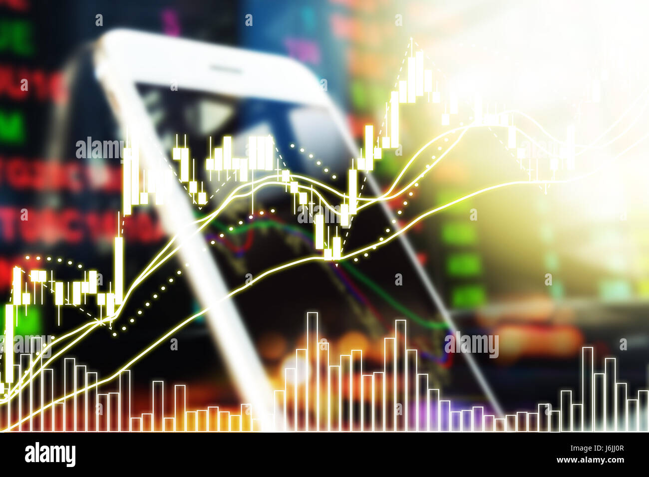 Graph Stock market trading and Volume indicator with blurred out effect ...