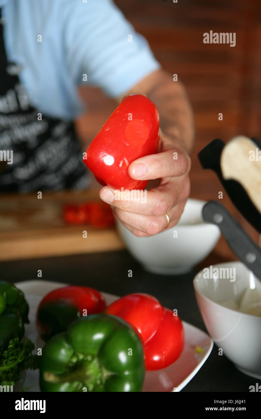 kitchen cuisine boil cooks boiling cooking red peppers vegetables green ...