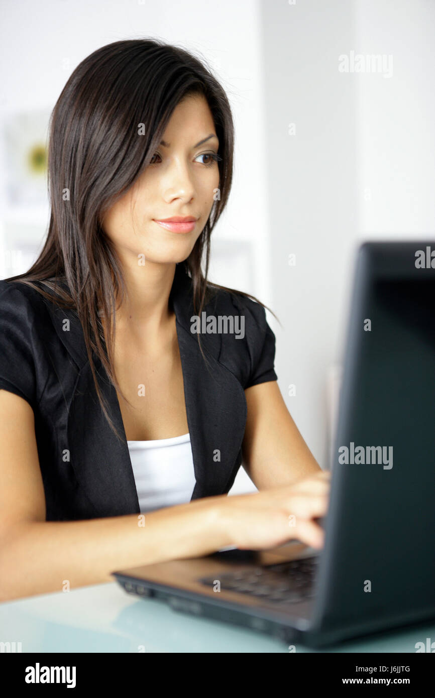 woman office secretary inside front view vertical asian connect ...