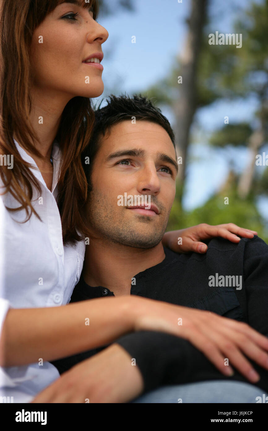 woman close profile relaxation blank european caucasian relaxed ...