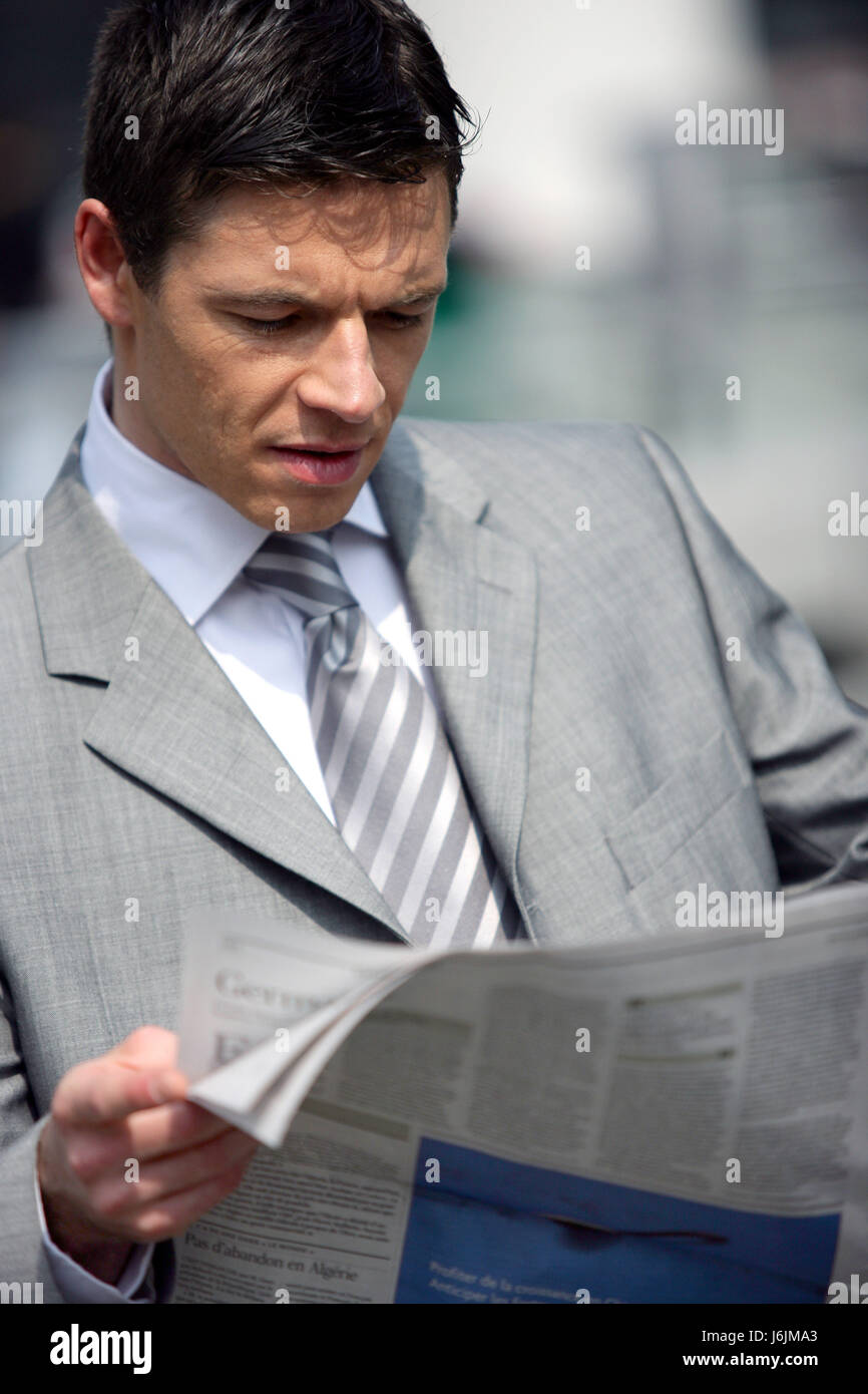 newspaper journal profile business man businessman costume reading put ...