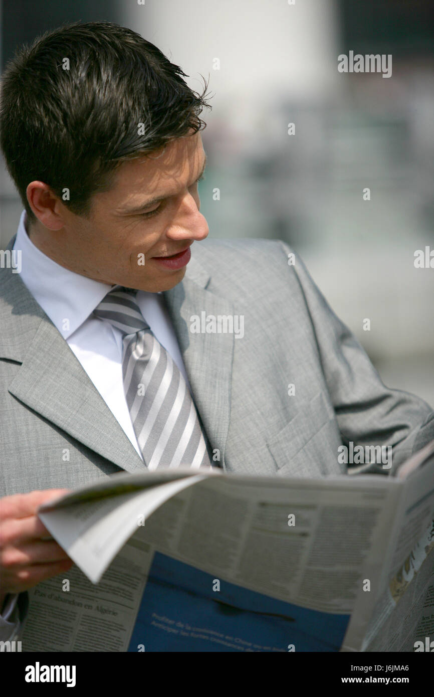 newspaper journal profile business man businessman costume reading put ...