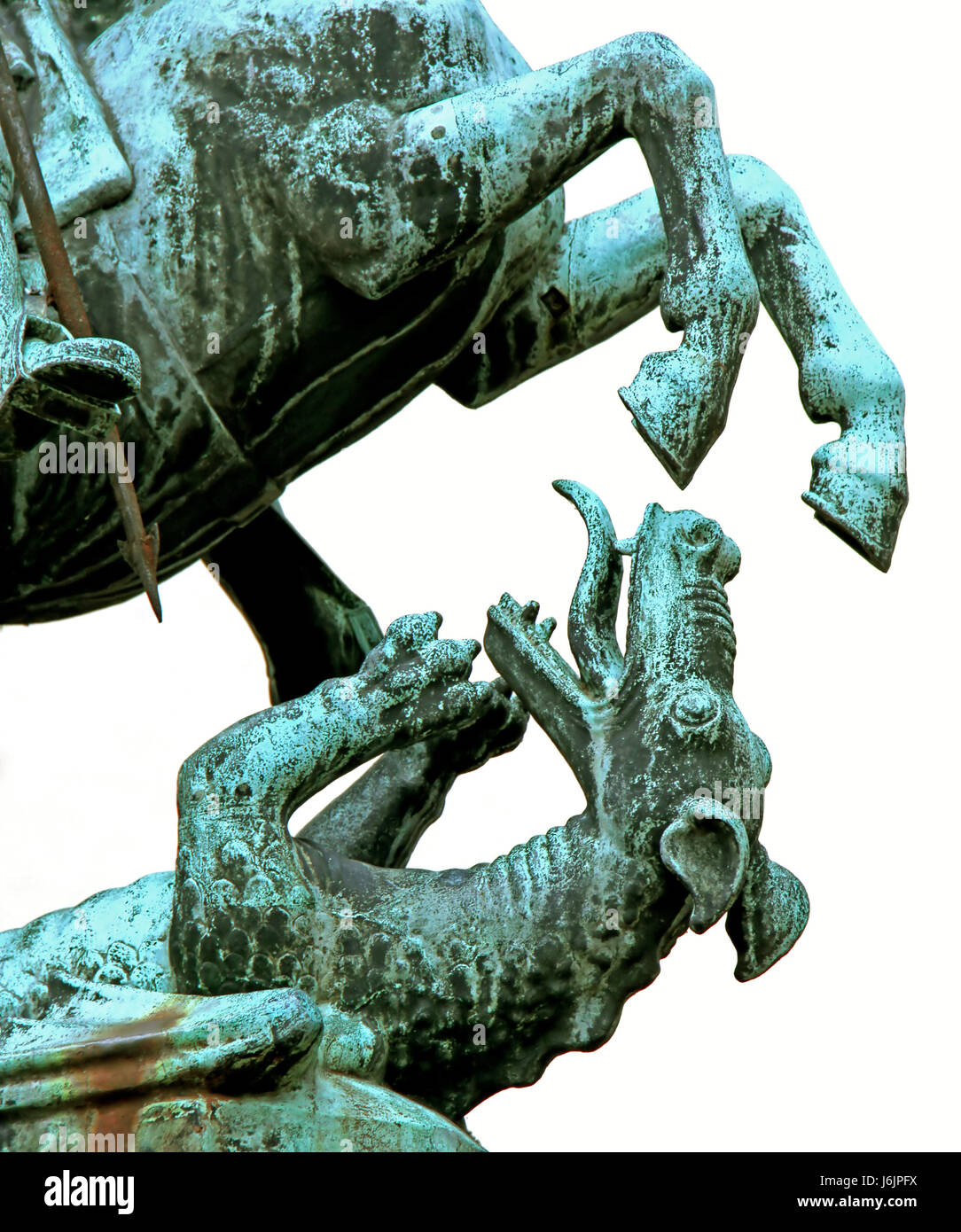dragon hoofs saint george lance fight fighting horse sculpture copper ...