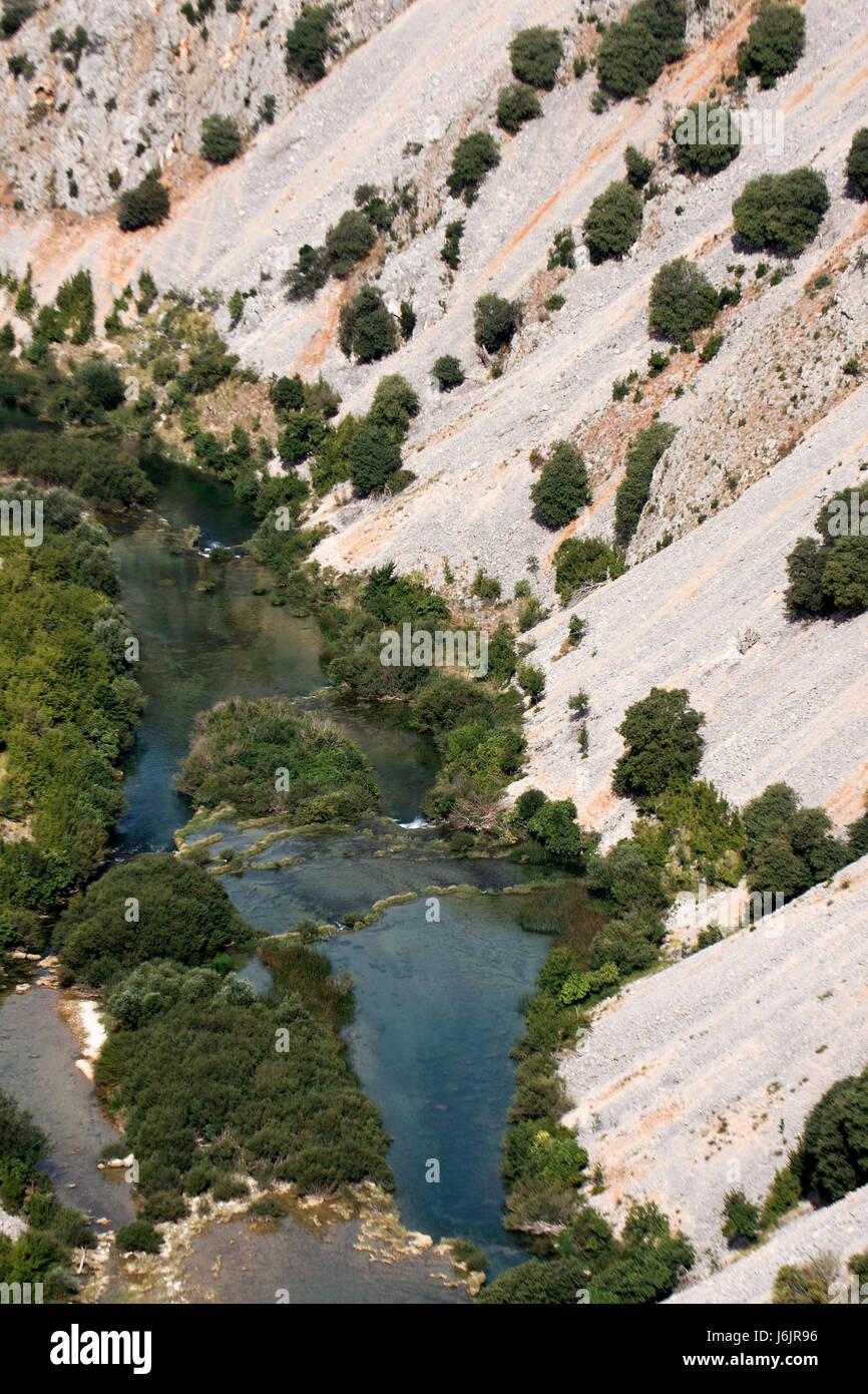 Zrmanja River canyon in a rugged karst environment, Croatia Stock Photo ...