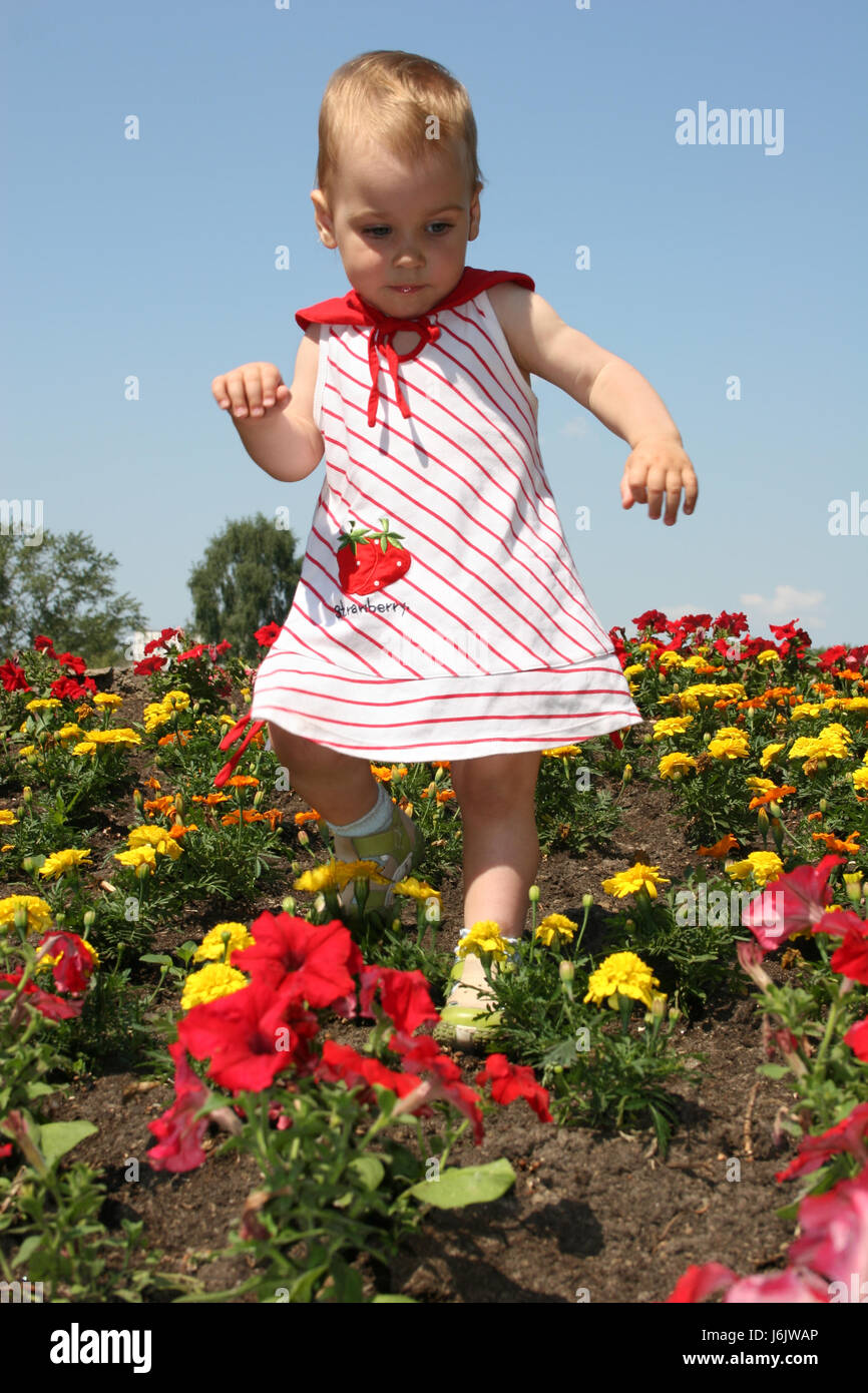 blue walk go going walking female flower plant bed shine shines bright ...