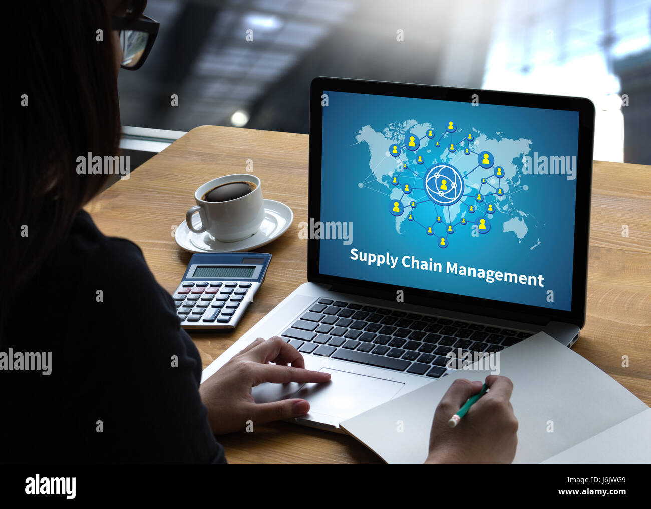 SCM Supply Chain Management concept Modern people doing business ...