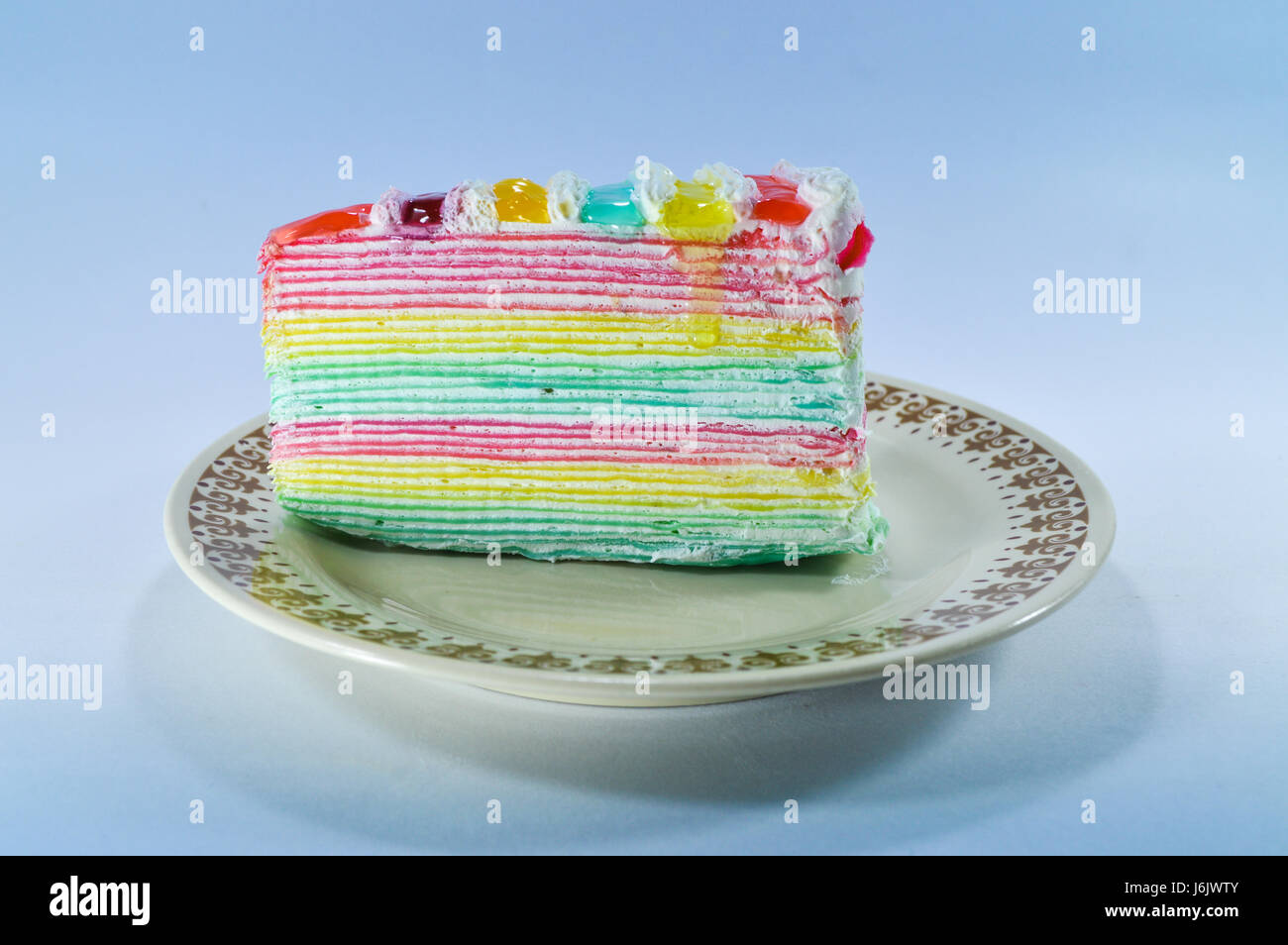 Rainbow Crape Cake, Colorful Crape Cake Stock Photo - Alamy