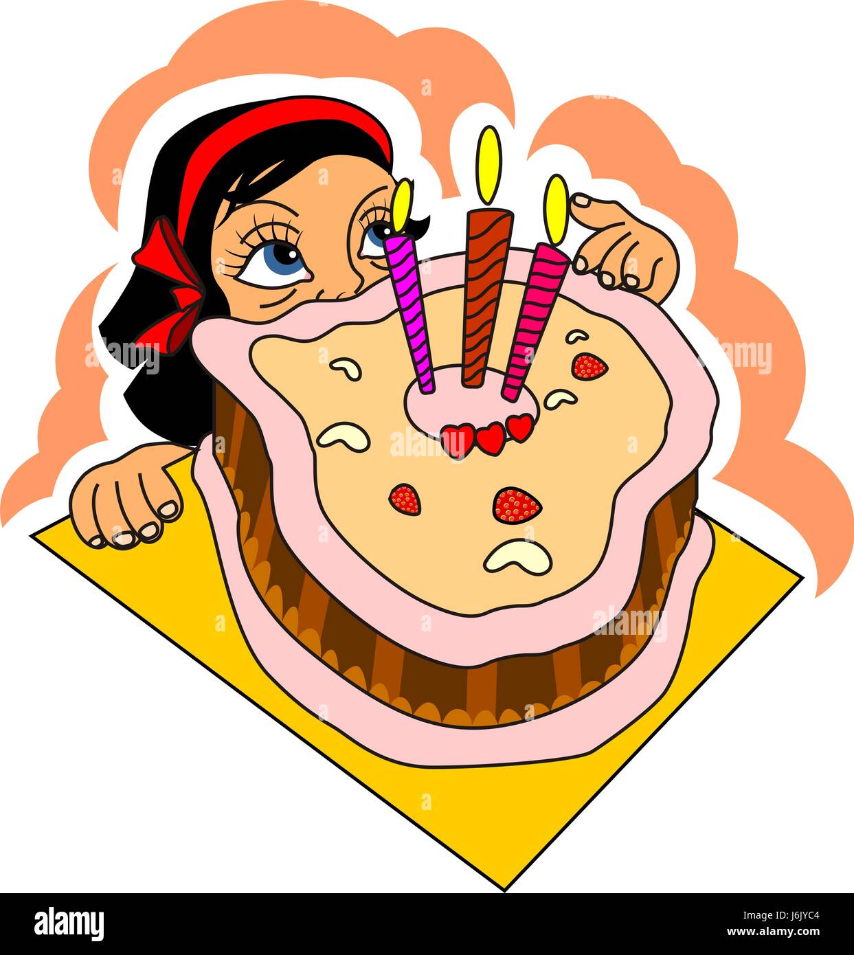 food aliment candle cake pie flame flames cream cherry burning ...