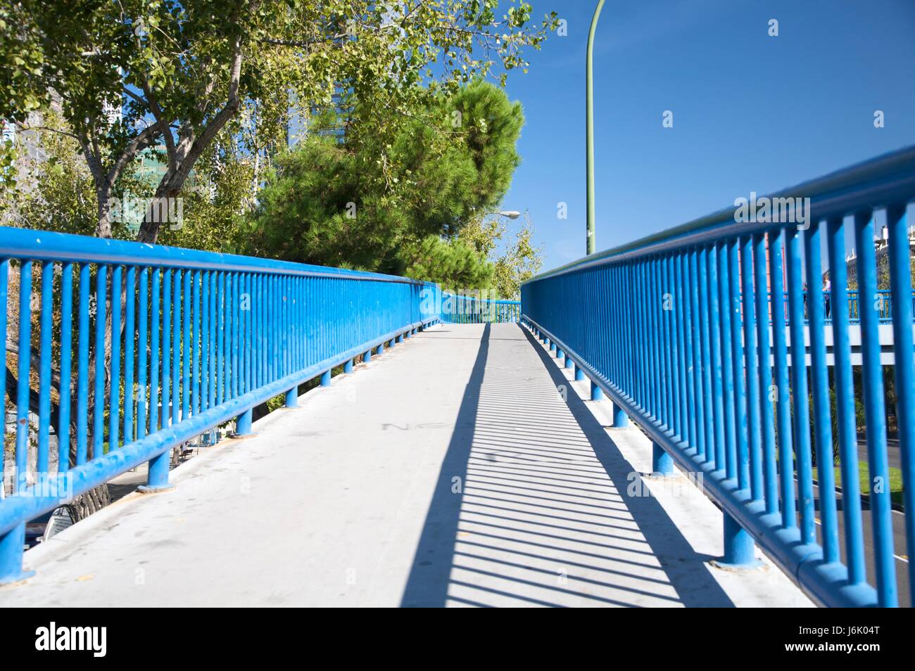 blue bridge goal passage gate archgway gantry balustrade railing ...