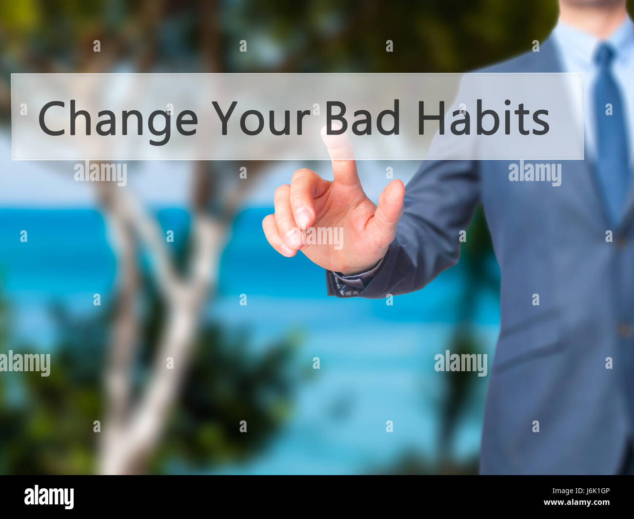Change Your Bad Habits - Businessman hand pressing button on touch ...