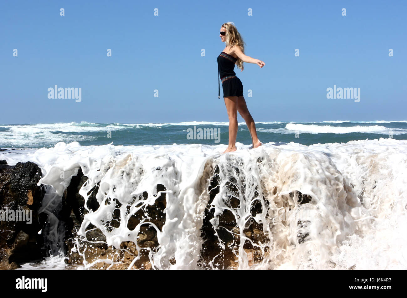 woman lady foam stormy storm salt water sea ocean water girl girls gale ...