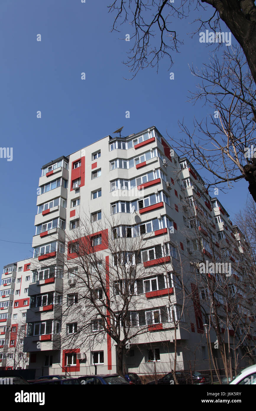 romania - bucharest - refurbished block Stock Photo - Alamy