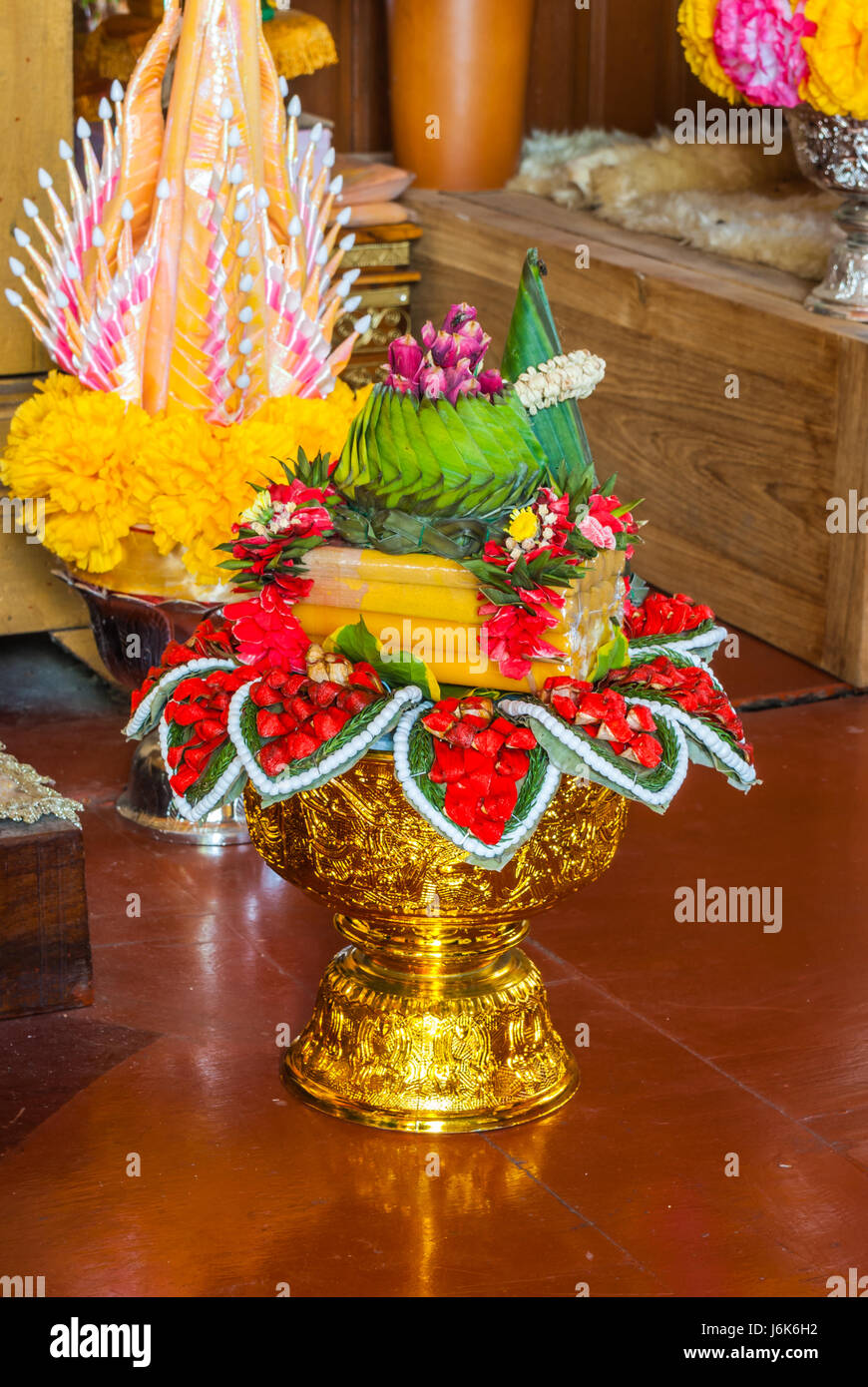Closeup to Beautiful Thai Rice Offering in Buddhism and Hinduism Belief ...