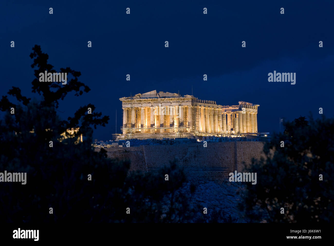 night nighttime greece athens acropolis temple monument famous stone ...