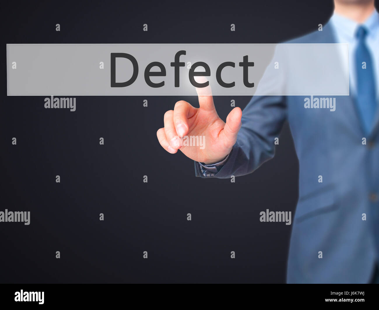 Defect - Businessman hand pushing button on touch screen. Business ...