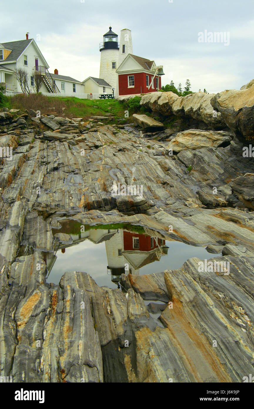reflection coast granite point salt water sea ocean water lighthouse ...