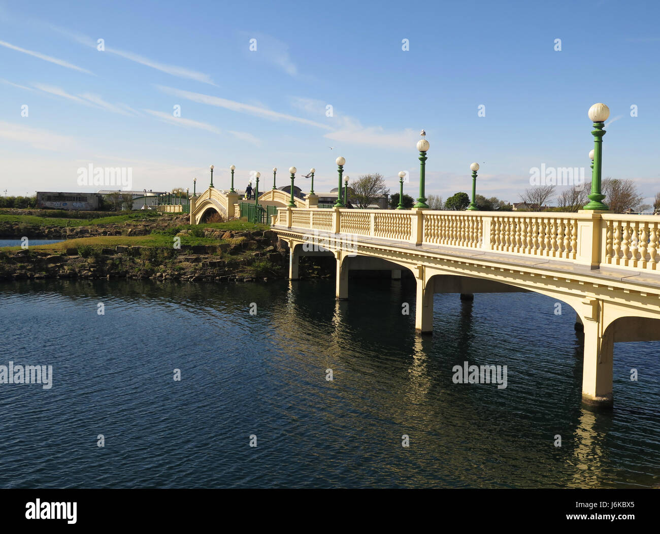 Victorian bridge over marine lake southport uk hi-res stock photography ...