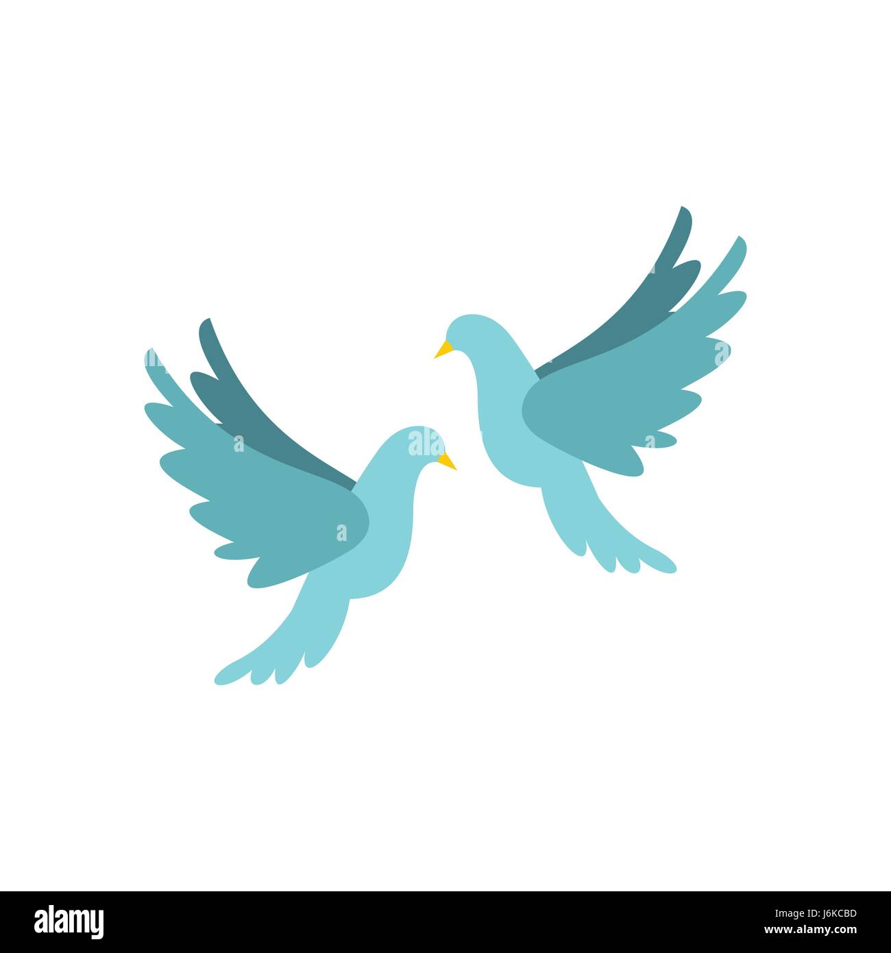 Doves flying isolated icon Cut Out Stock Images & Pictures - Alamy