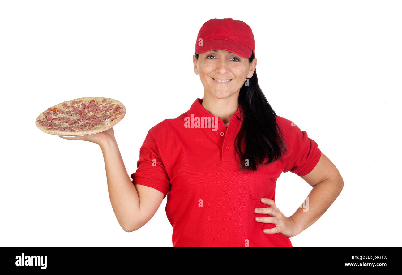 woman pizza delivery workers laborer worker wageworker employee woman ...