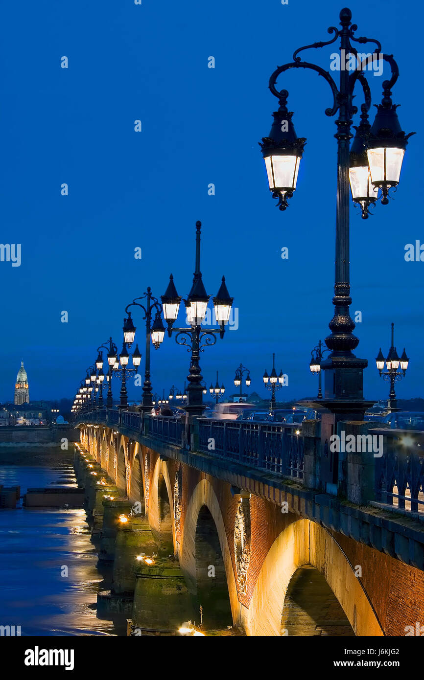 bridge night nighttime france style of construction architecture ...